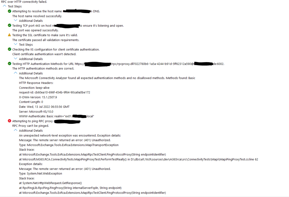 MAPI over HTTP fehler bei Outlook Connectivity test des Microsoft tools ... MAPI over HTTP fehler bei Outlook Connectivity test des Microsoft tools ...